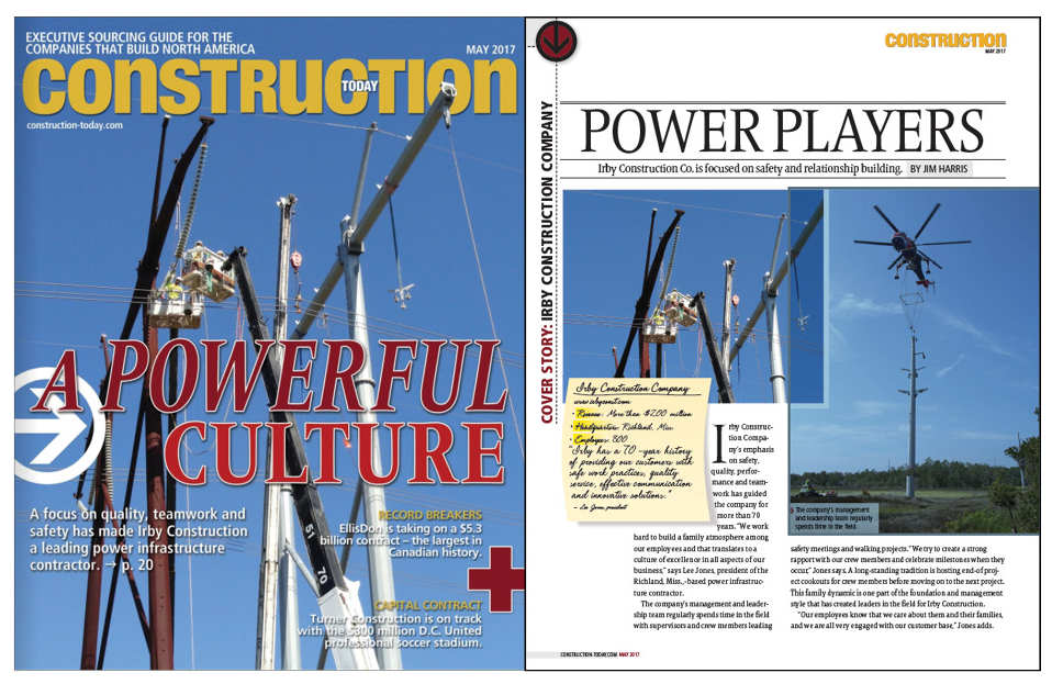 Construction Today Magazine Features Irby - Irby Construction Company